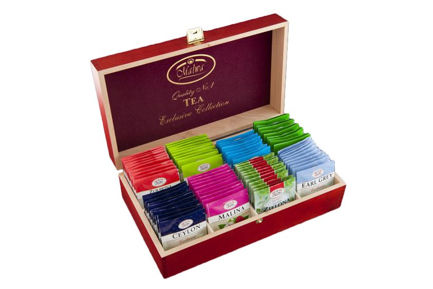 MALWA TEA SKRZYNKA DREWNIANA Z HERBATĄ 80 KOPERT Herbaty Malwa Home ...